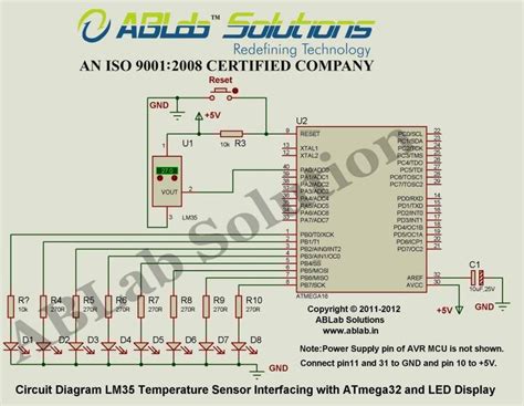 lm35 temperature sensor interfacing with avr atmega32 microcontroller and led display