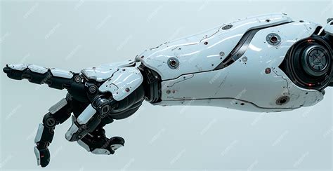 Robot Hand Pointing Finger Gesture Isolated On White Background