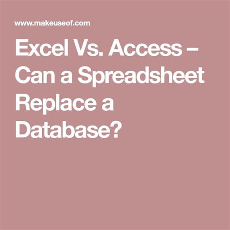 Excel Vs Access Can A Spreadsheet Replace A Database Excel Spreadsheet Excel Macros
