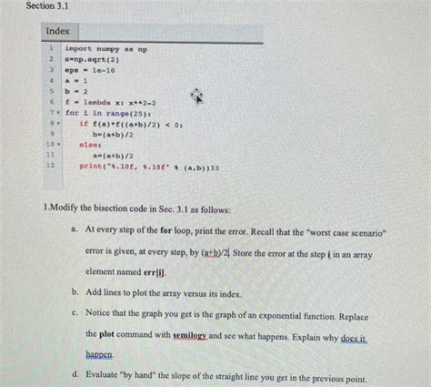 Solved 1modify The Bisection Code In Sec 31 As Follows