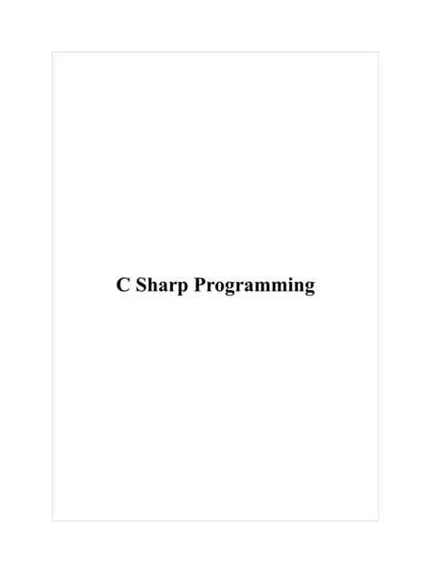 C Sharp Programming 1 Pdf