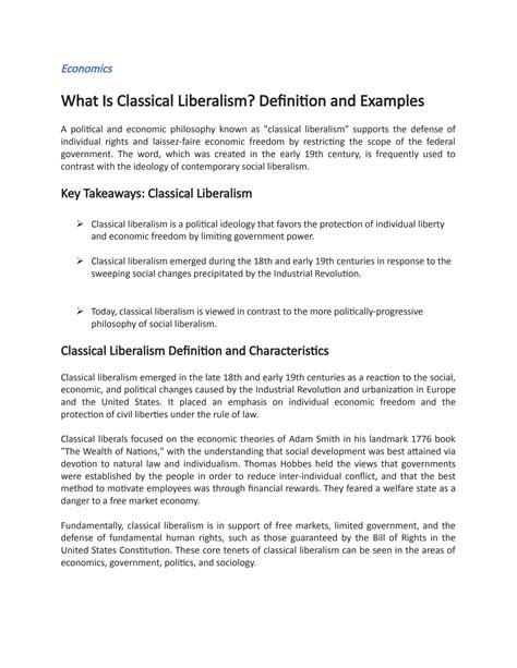 Solution What Is Classical Liberalism Definition And Examples Studypool