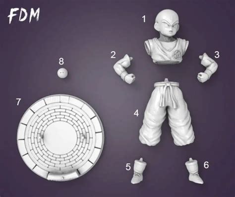 3d модель фигурки Криллина файлы Dbz Stl сборная