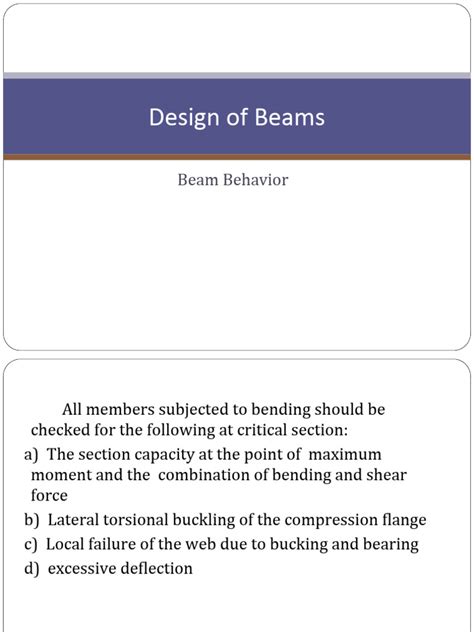 Lecturethree Beam Behavior Pdf Buckling Beam Structure