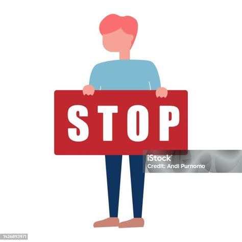 흡연 중지 아동 학대 중지 교통 표지판 중지 디자인 그래픽 자원을위한 인종 차별적 인 디자인 Stop에 대한 메시지와 함께 빨간색 직사각형 기호 배너를 들고 소녀 여성의