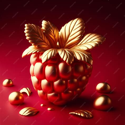 Premium Photo Golden Raspberries On Red Background