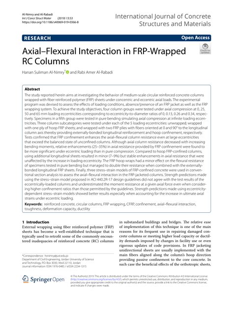 Pdf Axialflexural Interaction In Frp Wrapped Rc Columns
