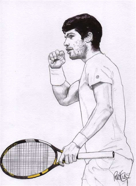 Tennis Carlos Alcaraz 2024 Pencil Drawing By Paul Nelson Esch