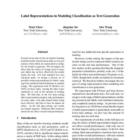 Label Representations In Modeling Classification As Text Generation Acl Anthology