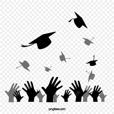 Black Graduation Cap Silhouette Png Images Flat Black Creative