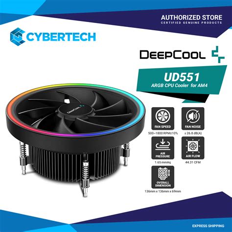 DEEPCOOL UD ARGB CPU COOLER For AM Only RPM Hydro Bearing For AM Only Lazada PH
