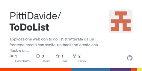 GitHub PittiDavide ToDoList Applicazione Web Con To Do List Strutturata Da Un Frontend Creato