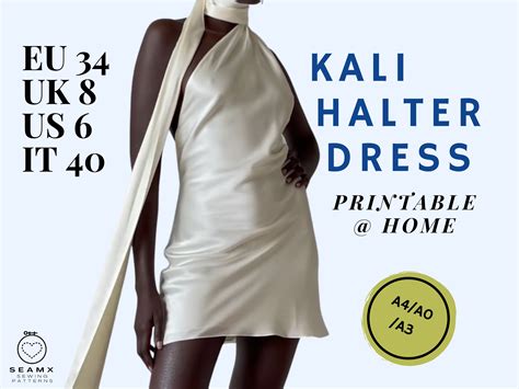 Pdf Sewing Pattern Halter Neck Dress Skinny Scarf Elegant Etsy