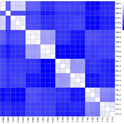 Heat Map Of Correlation Coefficient Between Samples Download Scientific Diagram
