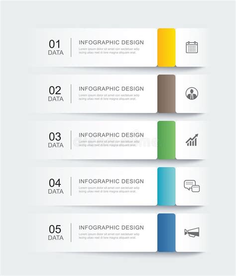 5 Data Infographics Tab Paper Index Template Vector Illustration Business Abstract Background