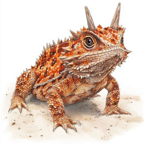 Illustration Of Horned Lizard Soft Watercolor Tones Detailed