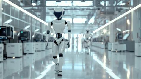 Robots And Automated Systems Working Seamlessly In A High Tech Stock