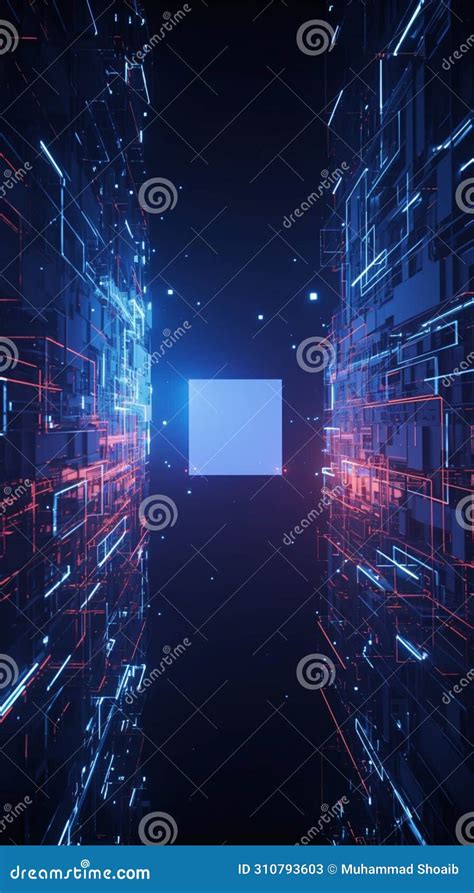 Abstract Technology Cube In Cyberspace Background Stock Illustration