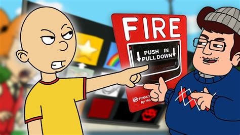 Caillou Stops The Fire Alarm During Behavior Card Day Ungrounded Youtube