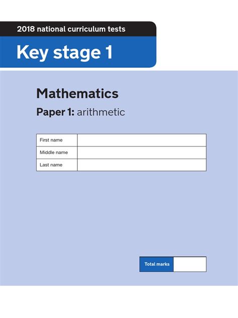 2018 Ks1 Mathematics Paper 1 Arithmetic Pdf Copyright Intellectual Works