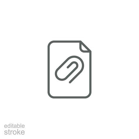 File Attachment Icon Simple Outline Style Paper Clip Attach Document
