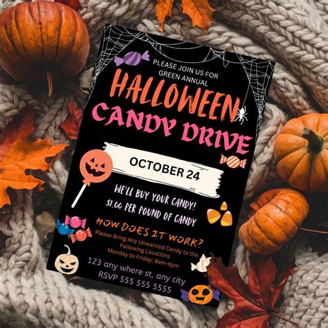 Editable Candy Drive Halloween Fundraiser Flyer Digital Halloween
