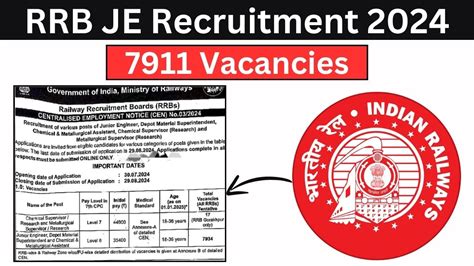 Rrb Je Recruitment 2024 Notification 7911 Vacancies Eligibility