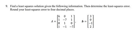 Solved Find A Least Squares Solution Given The Following Chegg