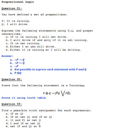 Solved Propositional Logic Question You Have Defined A Chegg