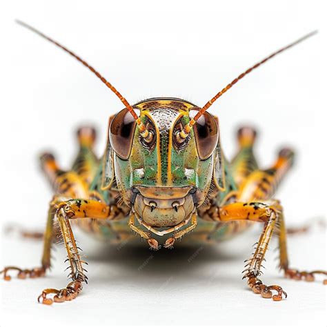 Realistic Grasshopper On White Background Premium Ai Generated Image