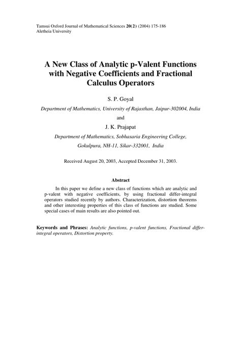 Pdf A New Class Of Analytic P Valent Functions With Negative Coefficients And Fractional