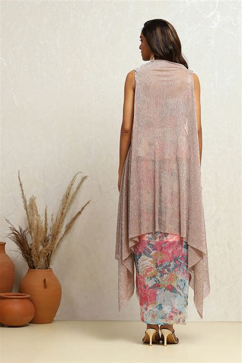 Buy Multi Coloured Georgette Floral Printed Fusion Set Online At Biba India