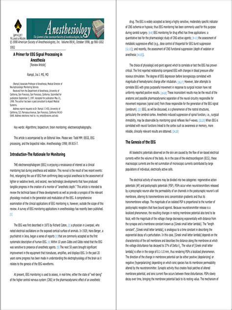 A Primer For Eeg Signal Processing In Anesthesia Rampil Pdf
