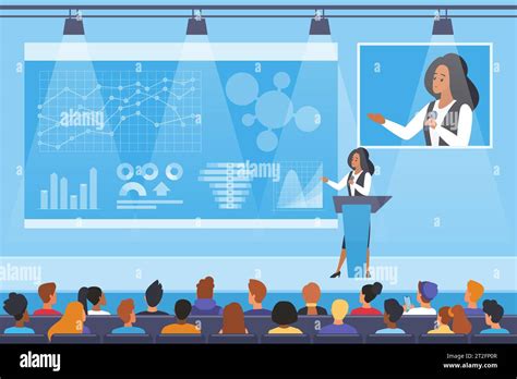 Scientific Conference And Lecture Of Speaker In Auditorium Vector