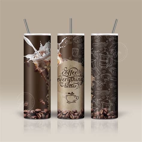 Coffee Related Quotes Tumbler Designs Set Of 6 20 Oz Skinny Tumbler Wrap Designs Set Of 6
