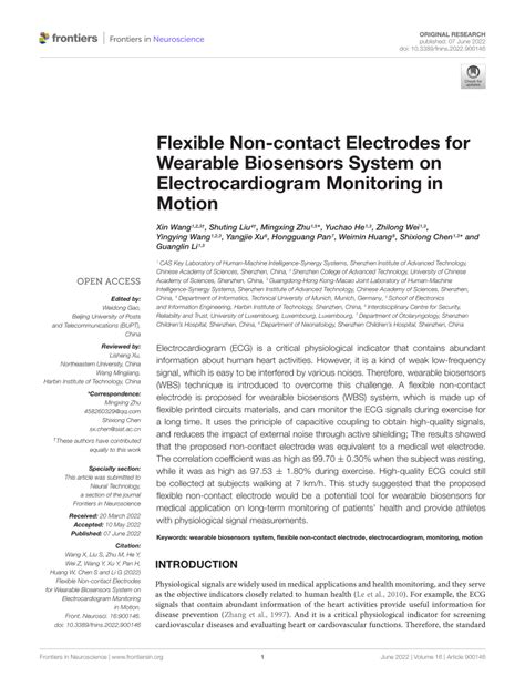 Pdf Flexible Non Contact Electrodes For Wearable Biosensors System On