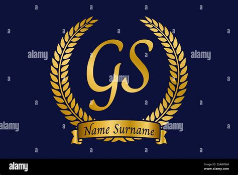 Initial Letter G And S Gs Monogram Logo Design With Laurel Wreath