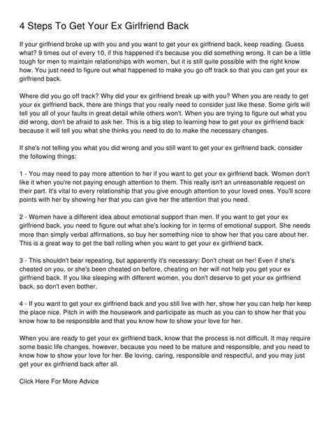 4 Steps To Get Your Ex Girlfriend Back