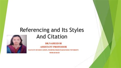 Referencing And Its Styles And Citation Pptx