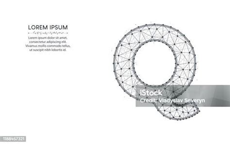 Letter Q 로우 폴리 디자인 알파벳 추상 기하학적 이미지 글꼴 와이어 프레임 메쉬 다각형 벡터 일러스트레이션은 흰색 배경의