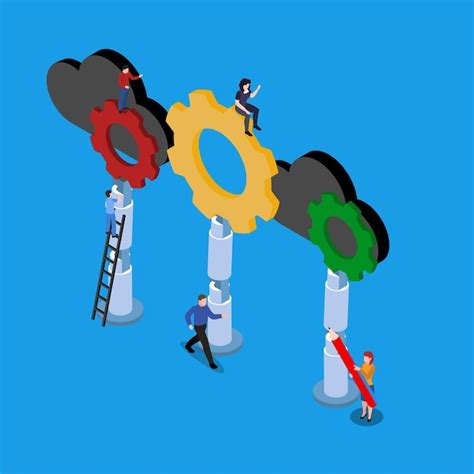 Premium Vector Cloud Computing With Computer Engineers