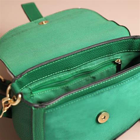 Green Vegan Leather Crossbody Handbag Accessories Lisa Angel