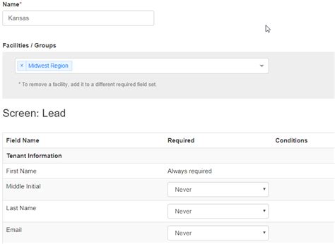 Required Fields Storedge