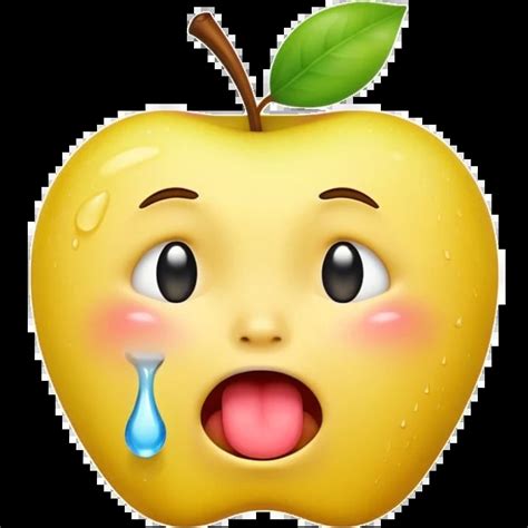 Regular Yellow Apple Emoji But Its Crying Streams Of Tears And Has Its