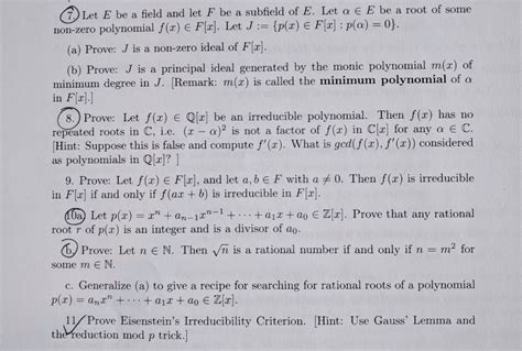 Solved Abstract Algebra Question 8 Prove Let F X Belongs