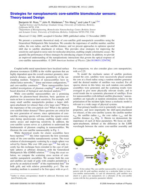 Pdf Strategies For Nanoplasmonic Core Satellite Biomolecular Sensors