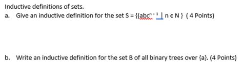 Solved Inductive Definitions Of Sets A Give An Inductive