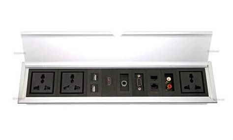 Boxnube Fliptop Box Cable Cubby Extension Board With Universal Power Sockets Lan Hdmi Vga