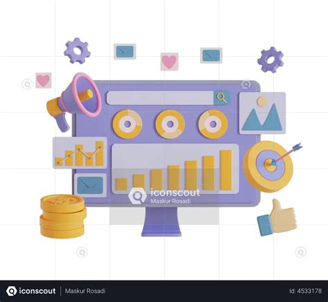 Marketing Dashboard 3d Illustration Download In Png Obj Or Blend Format