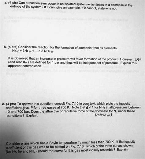 Pts Can Reaction Ever Occur In An Isolated System Which Leads To Decrease In The Entropy Of The